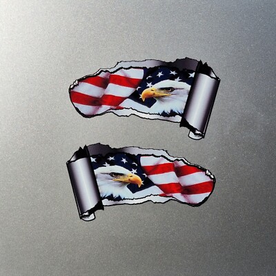 2x American Bald Eagle Ripped Metal Slash Vinyl Sticker Decal For Car ...