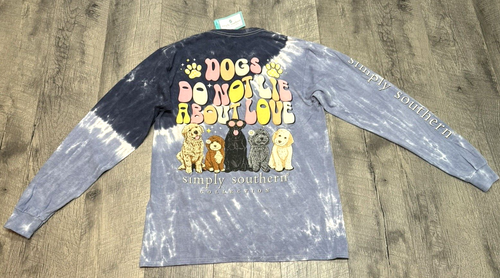 Simply Southern T Shirt Womens Medium Tie Dye Dogs Love Long Sleeve Tee ...