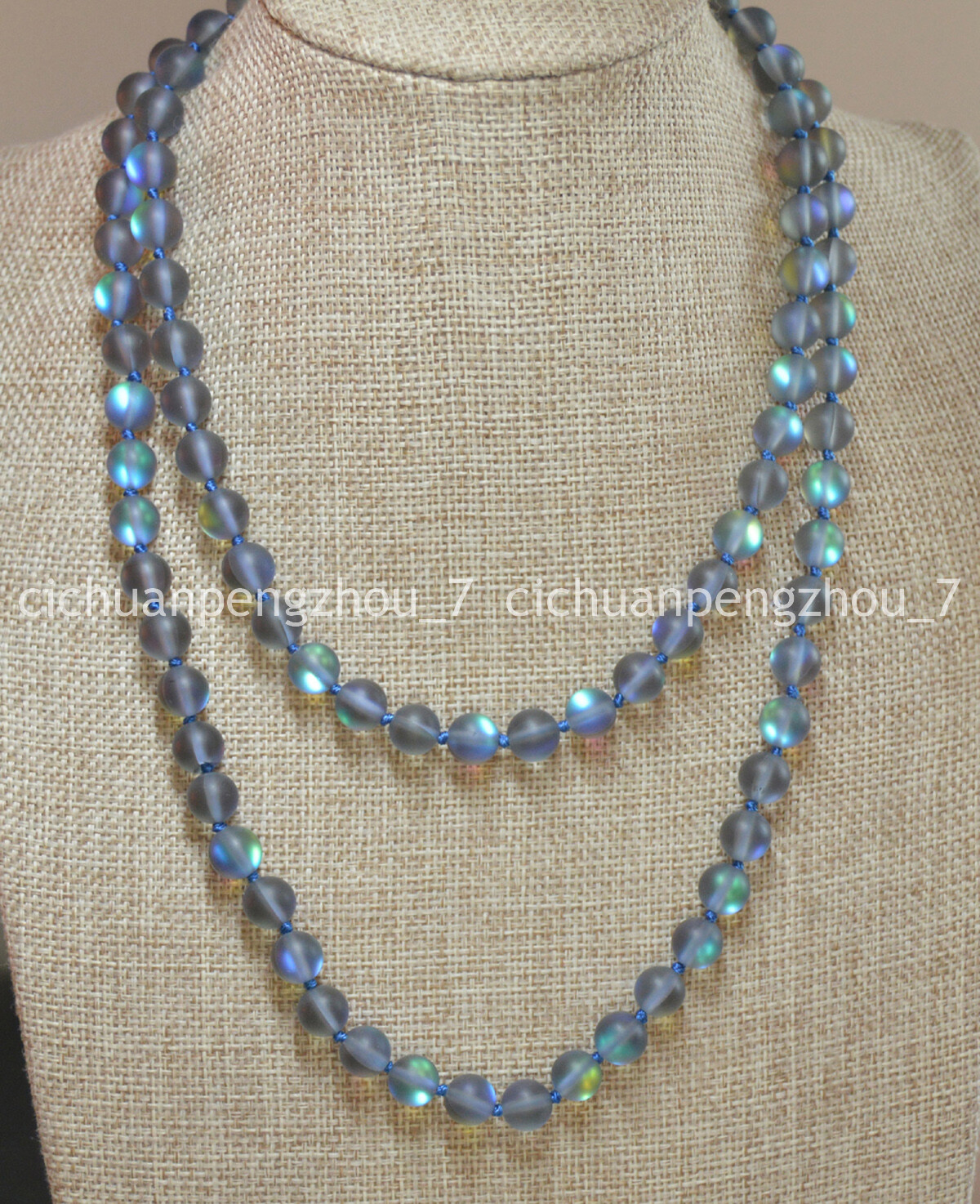 Natural 8mm Gray Gleamy Rainbow Moonstone Round Gems Beads Necklaces 16 ...