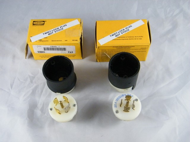 HUBBELL HBL2811 HBL2511 TWIST LOCK PLUG 30A & 20A 3 PHS 120/208 VAC ...
