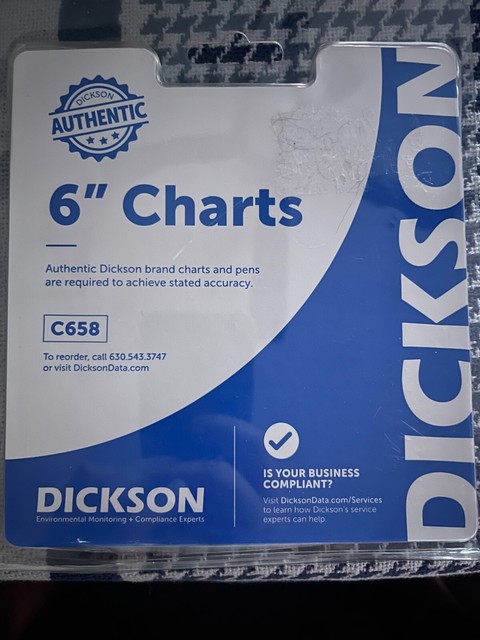 Dickson C658 Circular Chart 6"/152mm Diameter 24-Hour Rotation 0/100 ...