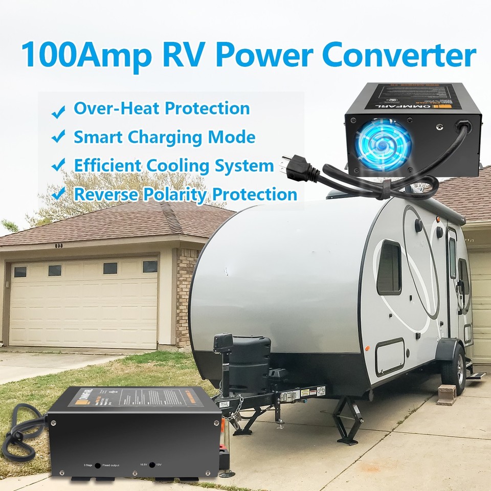100 AMP RV Power Converter 110V to 12VDC Power Supply Charger 3 Stage ...