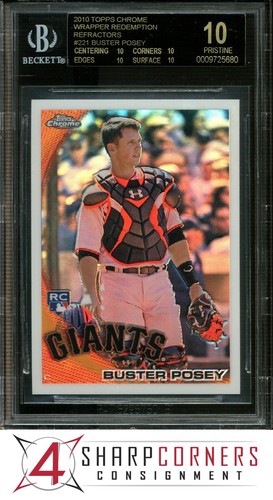 2010 TOPPS CHROME REDEMPTION REFRACTOR #221 BUSTER POSEY RC BGS 10 ...