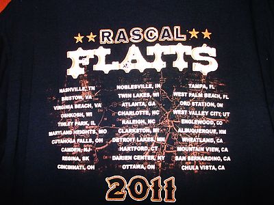 Rascal Flatts 2011 Tour T Shirt Country Pop R&B Music Vtg Band Concert ...
