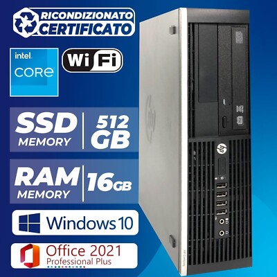 Pc Computer Desktop Fisso Ricondizionato HP i7 Ram 16GB SSD 512GB ...