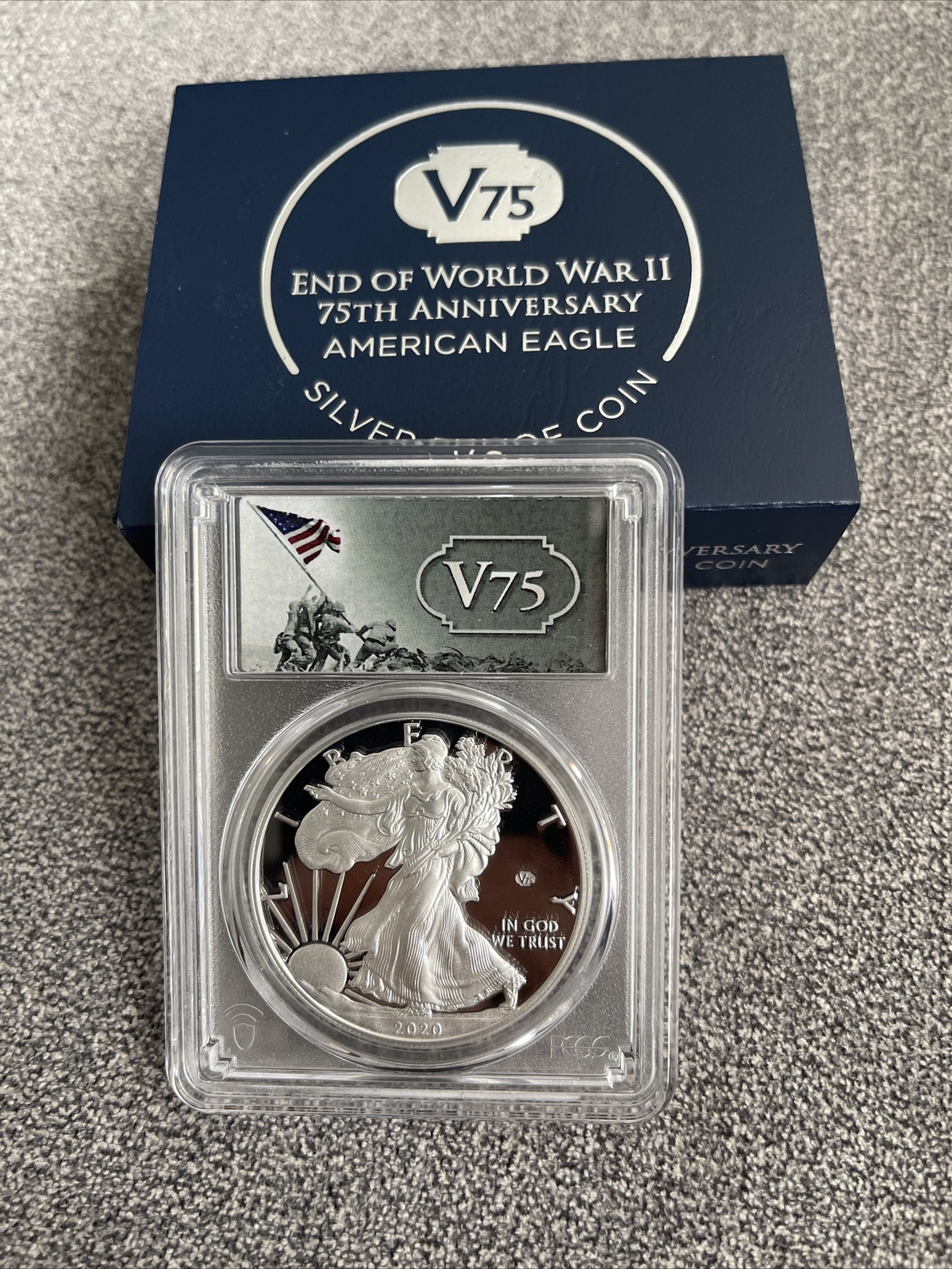 2020 W END of WORLD WAR II 75th ANNIVERSARY SILVER EAGLE V75 PF70 | eBay
