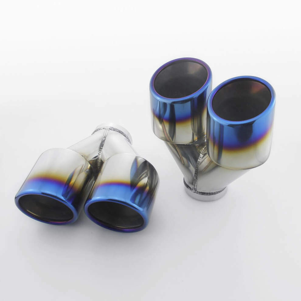 Blue Burnt Exhaust Tips 2.5" Inlet Quad 3.5" Out Slant Cut Rolled Out ...