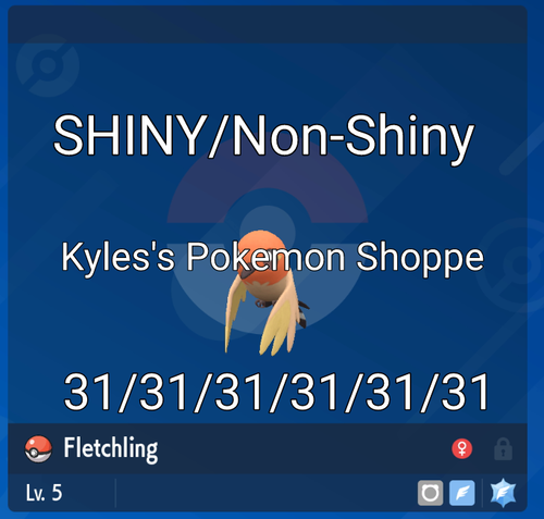 6IV 🌟SHINY🌟 FLETCHLING POKEMON SCARLET & VIOLET SHINY | eBay