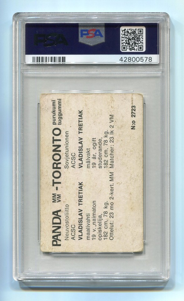 1972 Finnish Jenkki Panda Toronto Vladislav Tretiak Tretjak PSA 3 USSR ...