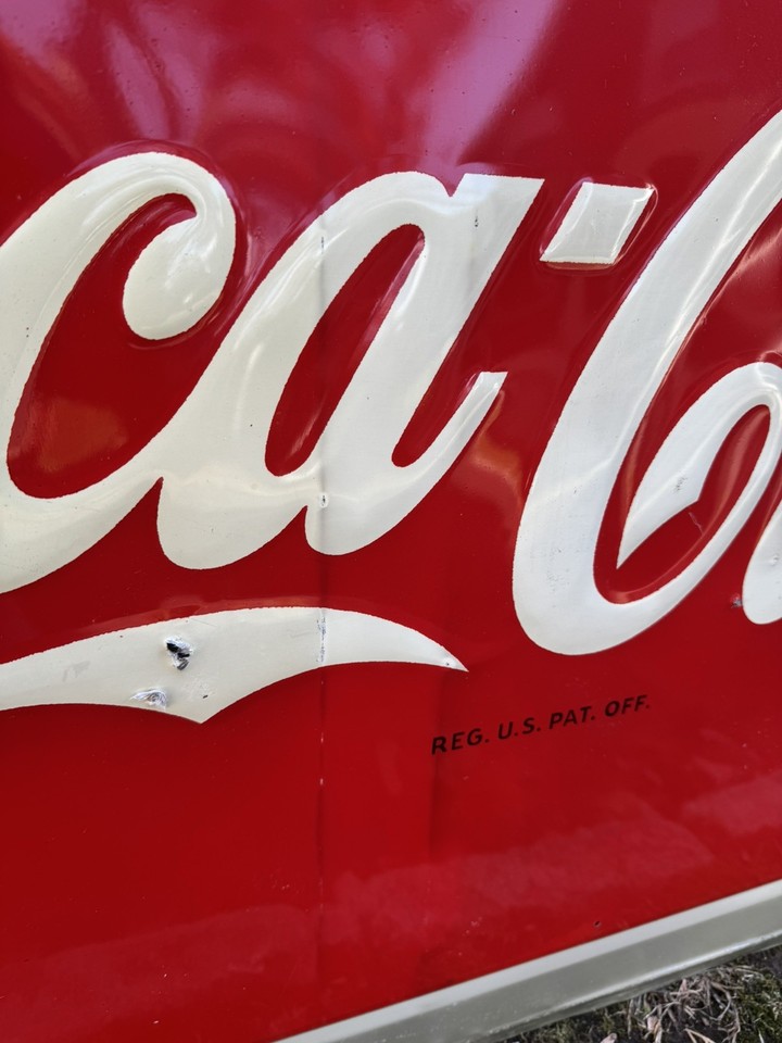 Vintage LG 56x32 Metal Coca Cola Soda Pop Bottle Graphic Sign Coke | eBay