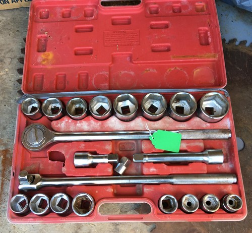 3/4 Inch Drive Socket Set with Ratchet & Breaker Bar Extensions 21 Pc ...