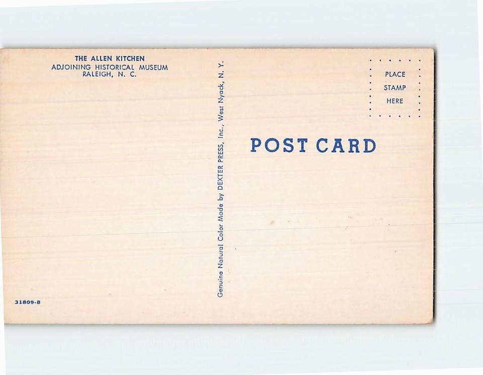 Postcard The Allen Kitchen Adjoining Historical Museum Raleigh North ...