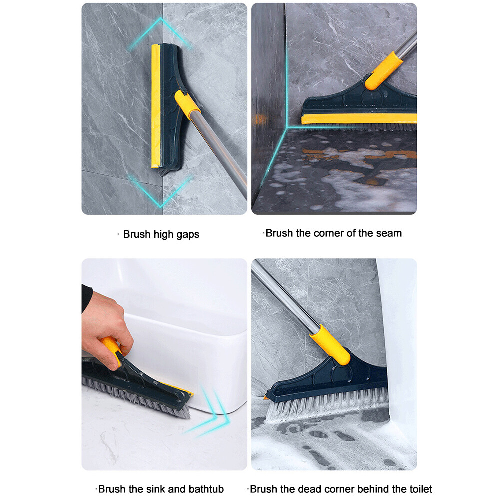 Long Handle Brush Cleaning Scrub Bathroom Wall Floor Bath Tub Tile Push ...