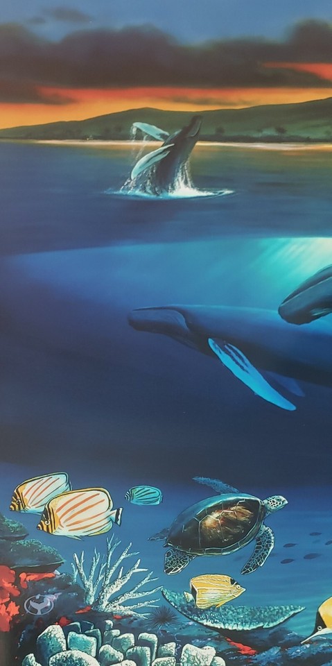 Maui Dawn Hawaii Wyland Galleries Humpback Whales Whale Breach Sunset ...