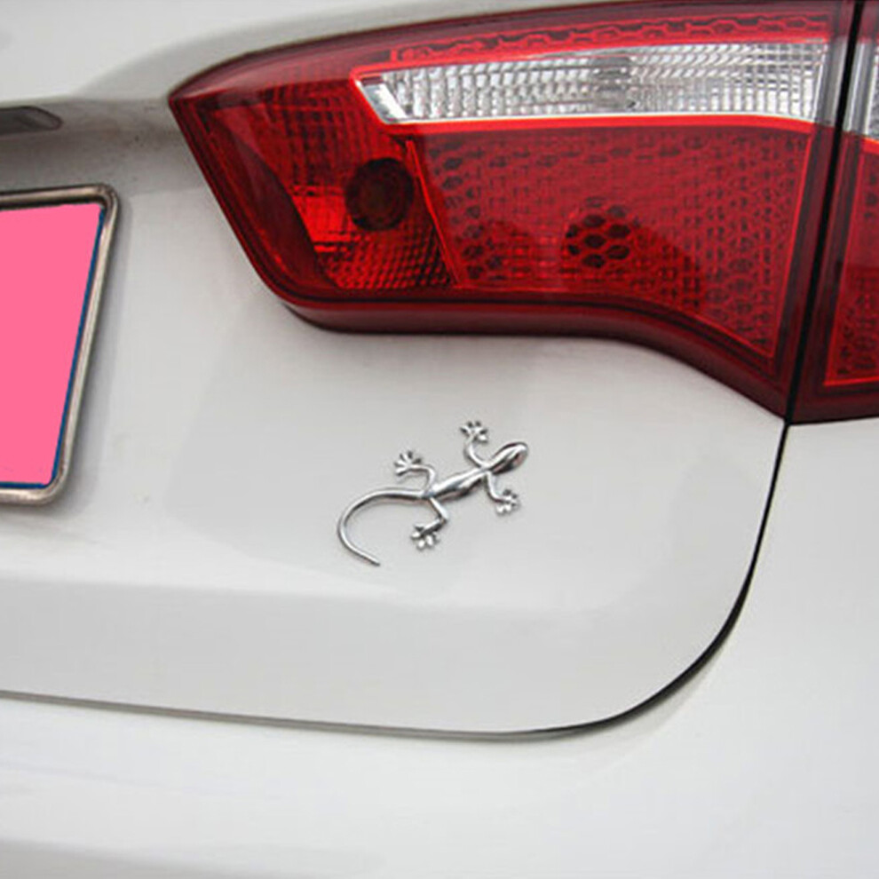3D Car Gecko Shape Lizard Chrome Decal Silver Sticker Badge Emblem ...