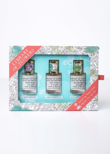 LIBRARY OF FLOWERS Perfume Trio Gift Set *Forget Me Not *Vanilla ...