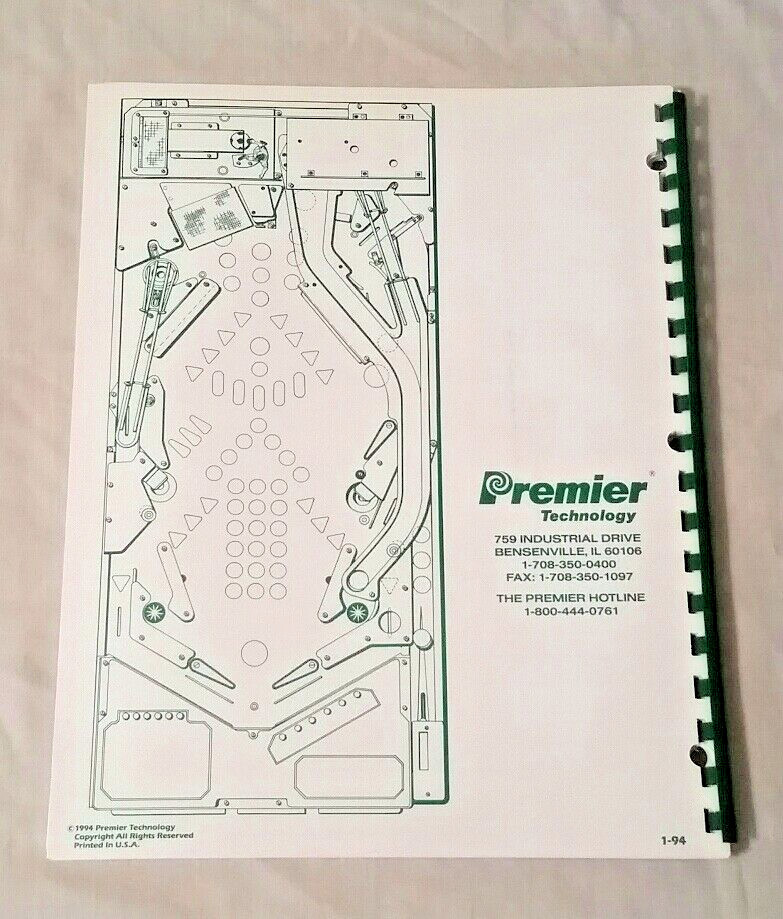 Gottlieb Premier World Challenge Soccer Pinball Machine Manual ...