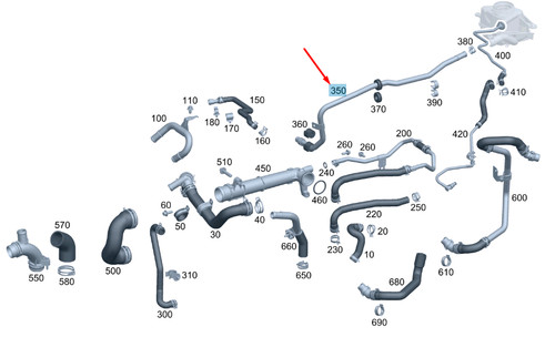 OEM MERCEDES-BENZ C W204 EXPANSION RESERVOIR COOLANT LINE A2742032602 ...