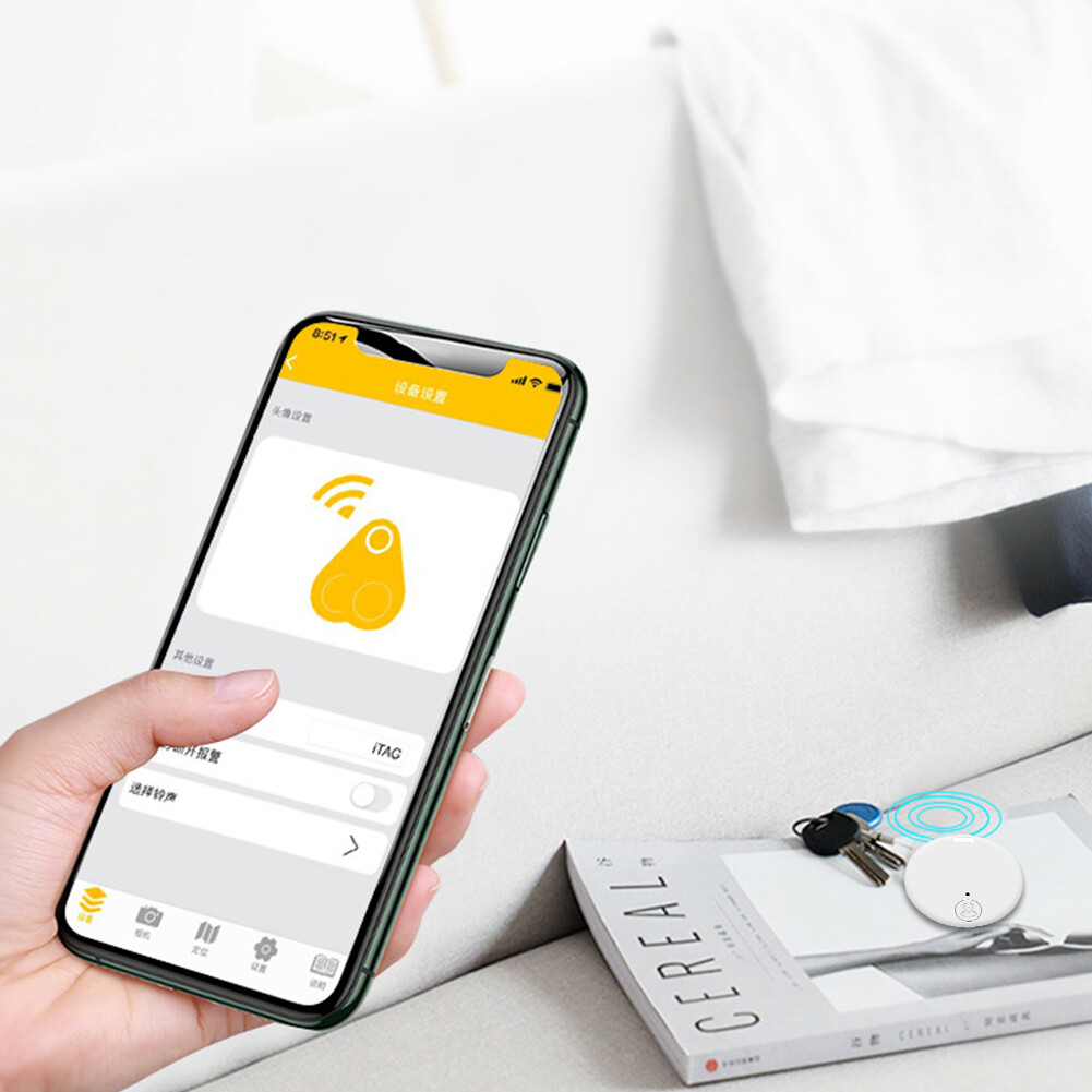 Pet Locator Bluetooth-compatible 5.0 Round Key Chain Tracker GPS Anti ...