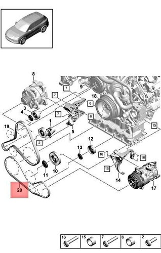Genuine PORSCHE Cayenne Macan 95B 9YA Poly-V-Belt 95826084910 | eBay
