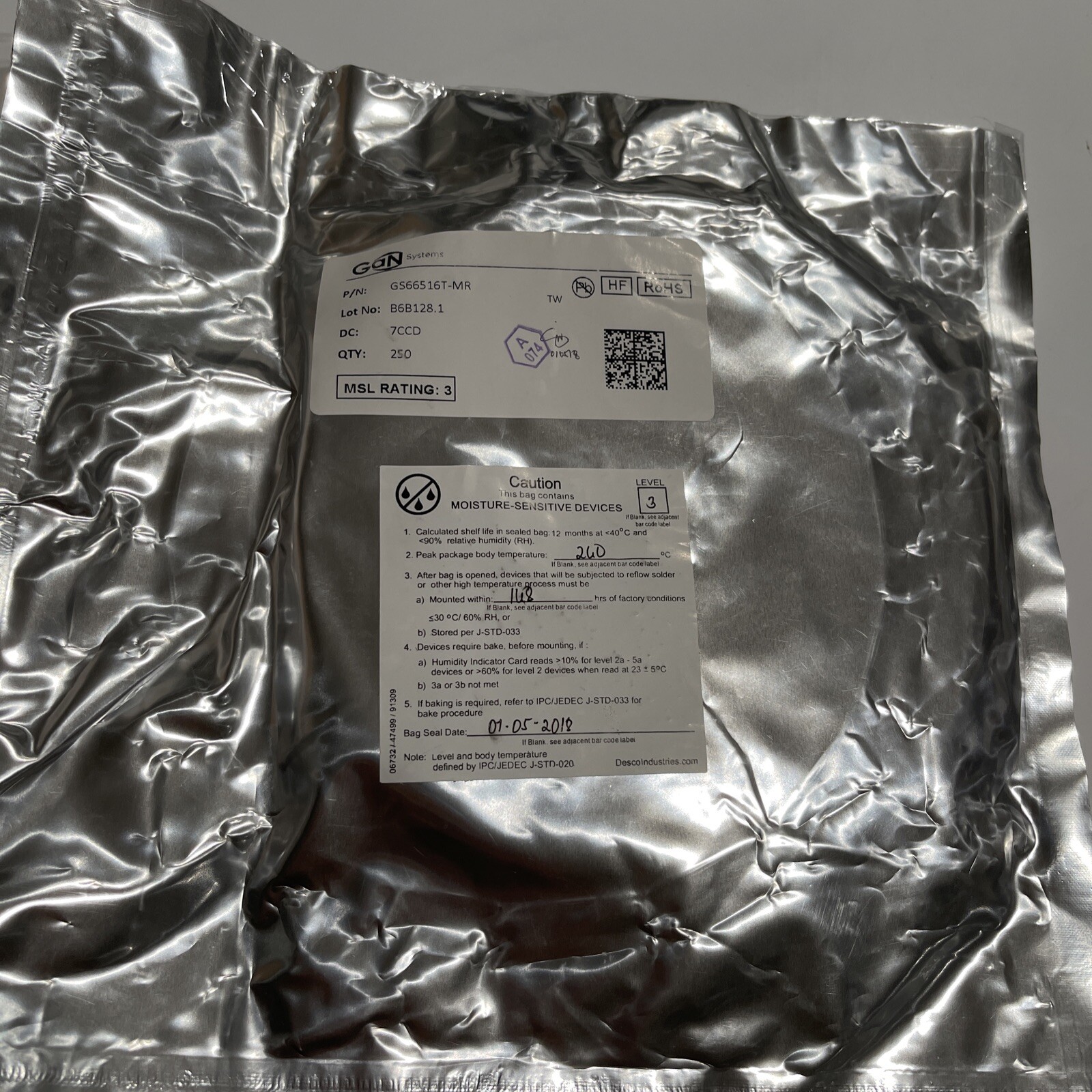 Infineon GS66516T-MR MOSFET 650V, 60A, GaN E-mode, GaNPX package,New In ...