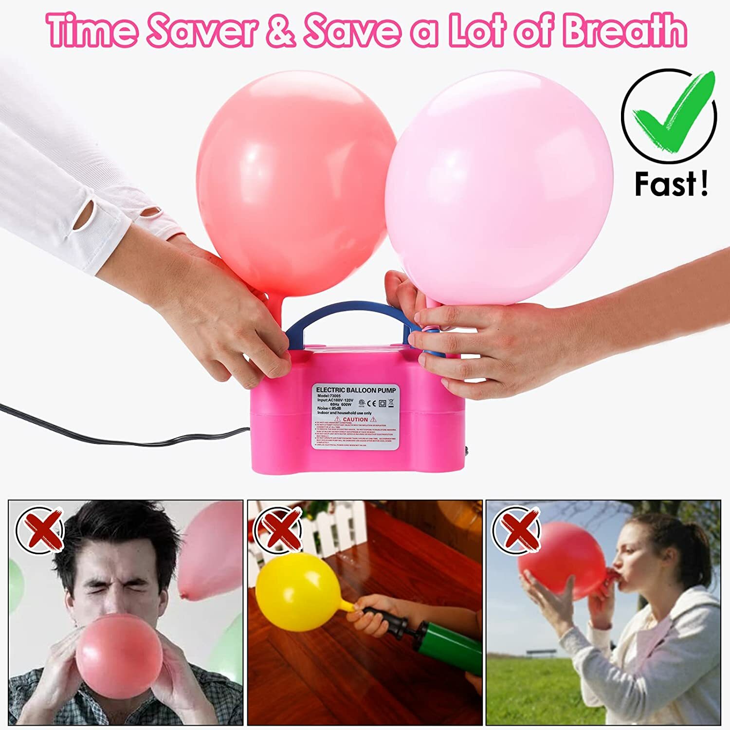 600W AC Electric Balloon Pump Air Blower Electric Balloon Inflator Dual ...