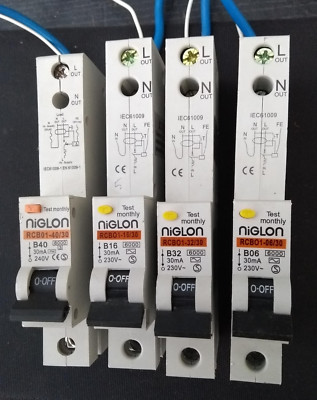 NIGLON RCBO's 30mA 40A, 32A, 16A, 6A. Type B 6k. All Live Tested | eBay UK