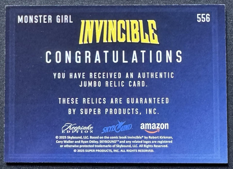 2025 Keepsake Invincible MONSTER GIRL #556 Jumbo Relic Comic Cut Hobby ...