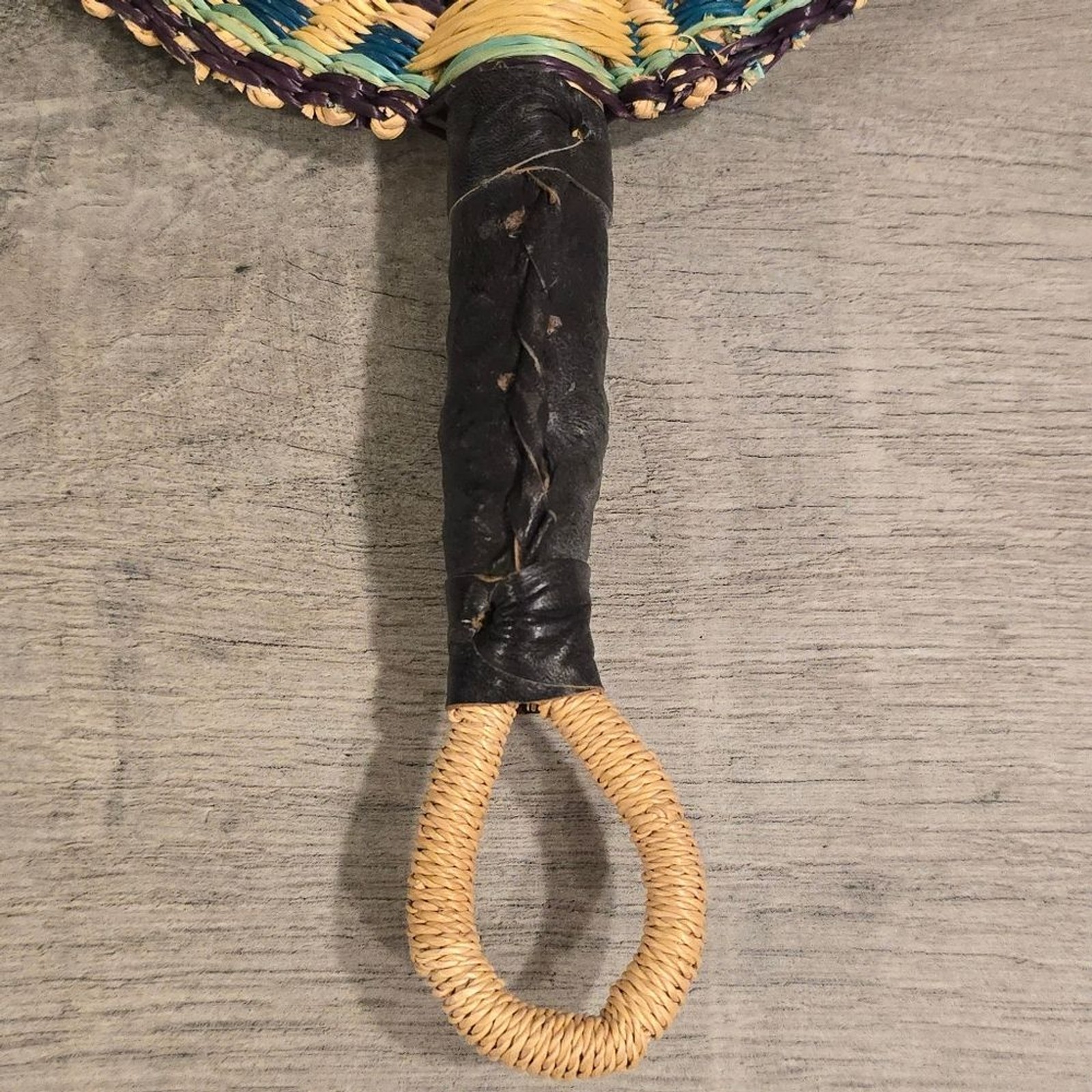 Vintage Micronesia Straw Tribal Fan - Gem