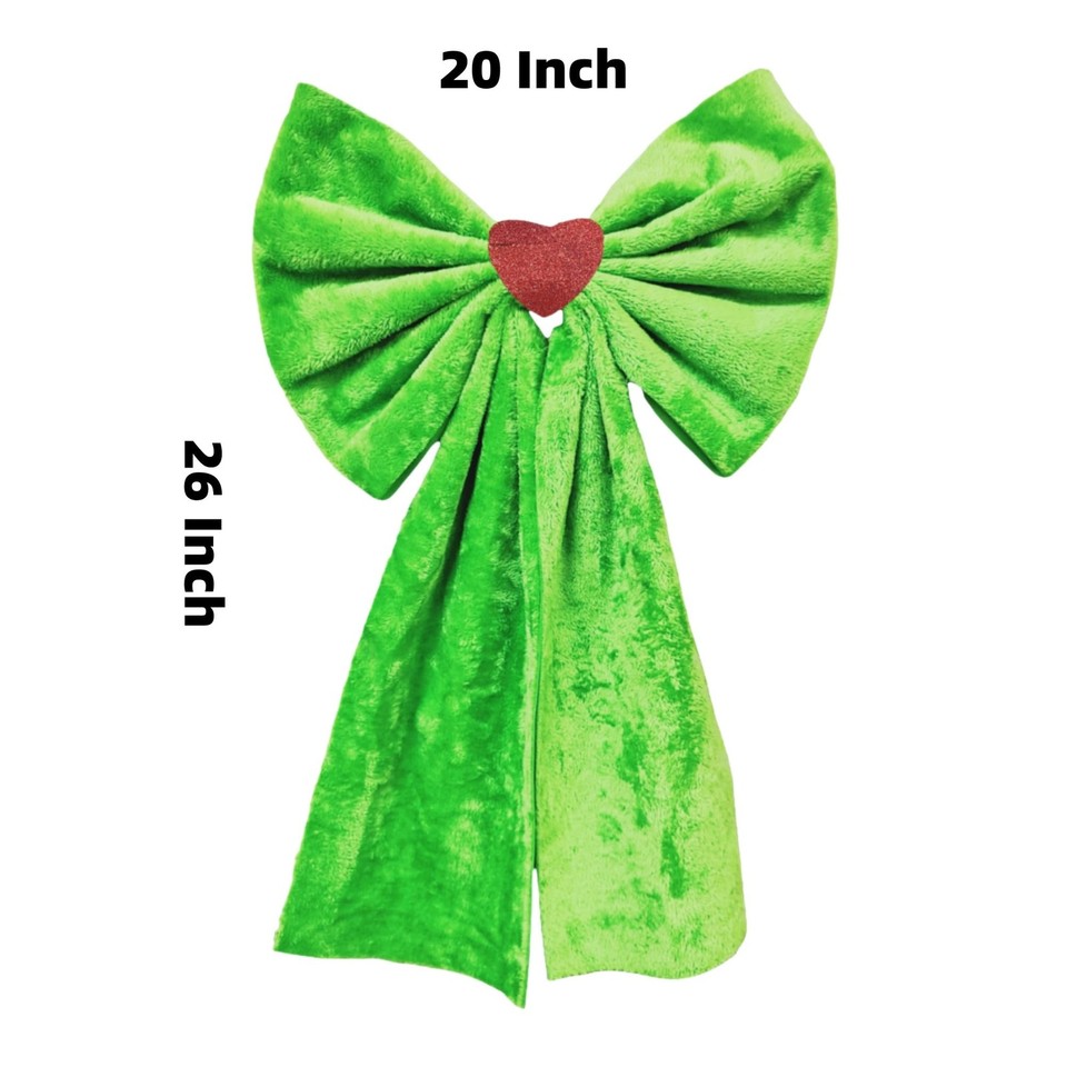 Large Lime Green Christmas Tree Topper Bow 20x26 Inches Faux Furry ...