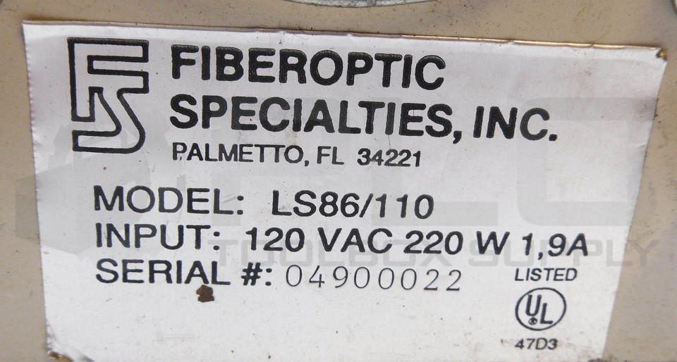 FIBEROPTIC SPECIALISTS LS86/110 LIGHT SOURCE 120VAC 220W 1.9A | eBay