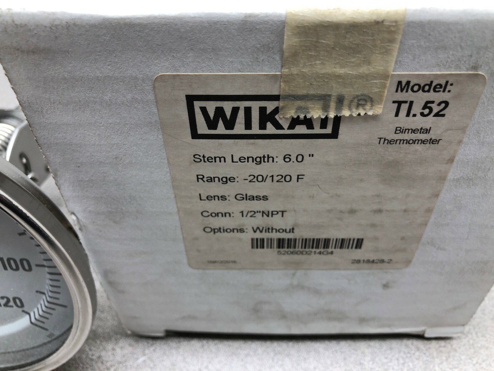 NEW IN BOX WIKAI TI.52 6.0"-20/120 F 1/2 NPT GLASS LENS BIMETAL ...
