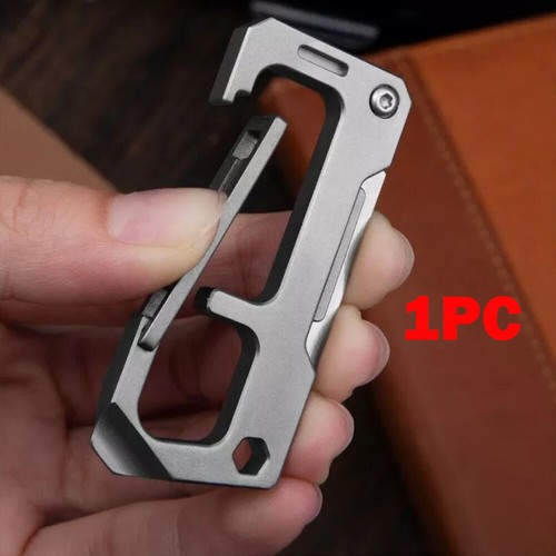 Titanium Carabiner Keychain Clip & Folding Knife For EDC Outdoor Multi ...