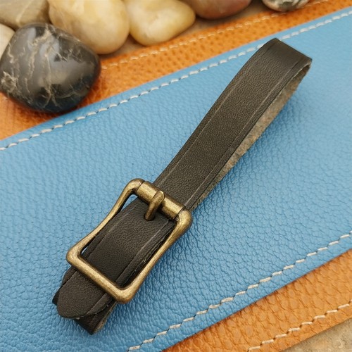 Black Leather Vintage Pocket Watch Fob Strap & Antique Brass Finish ...