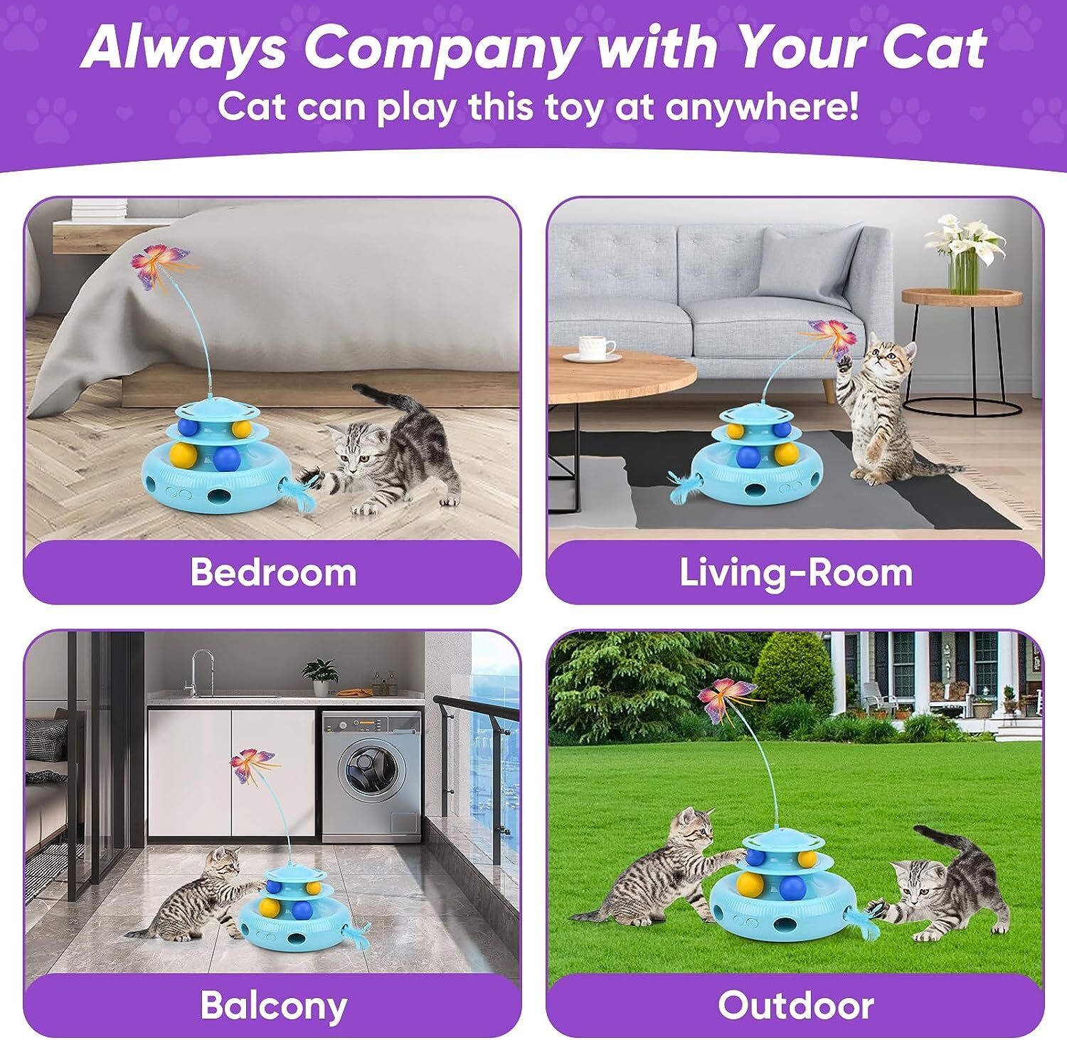 3-in-1 Interactive Cat Toys, Automatic Boredom Relief Kitten Toys ...
