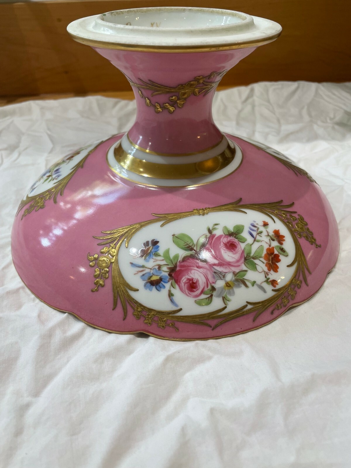 Stunning Antique 18th C. Sevres Louis XV Footed Porcelain Pink Ground ...