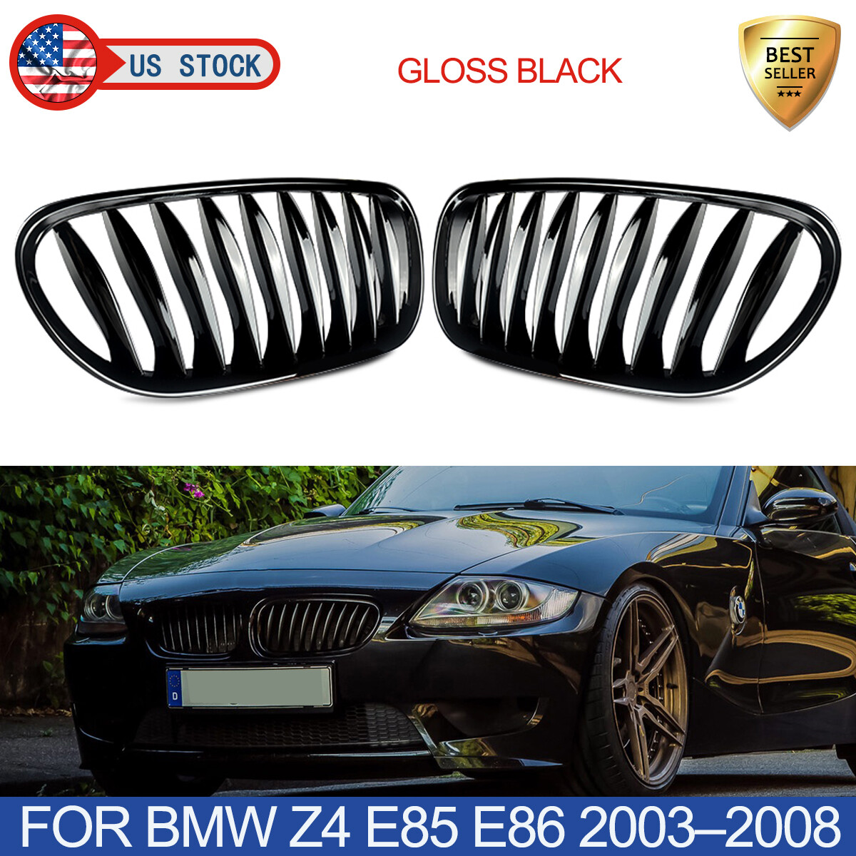 Front Bumper Kidney Grille Grill For BMW Z4 E85 E86 2-Door 2003-2008 ...