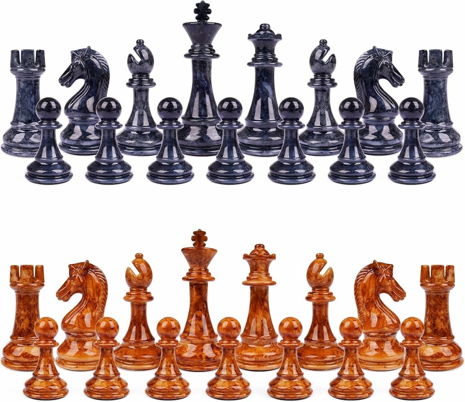 18.5" Large Chess Set With Zinc Alloy Heavy Pieces & Folding Chess ...