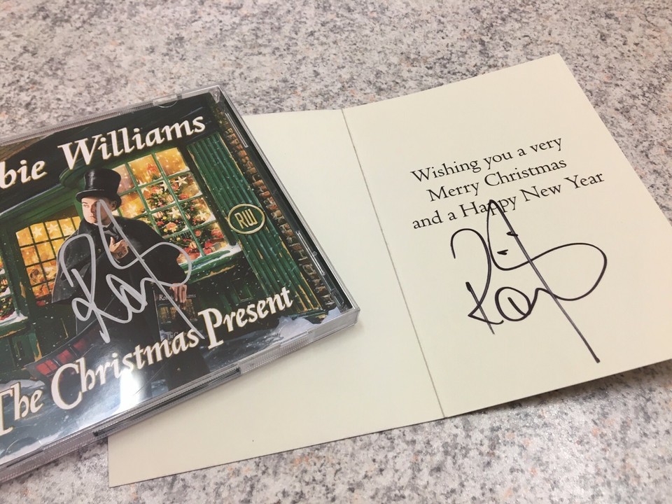 ROBBIE WILLIAMS SIGNED ‘THE CHRISTMAS PRESENT’ CD & SIGNED XMAS CARD ...