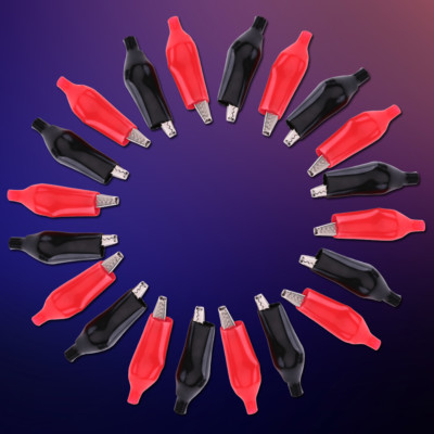 20X Electrical Jumper Wire Cable Clip Connector Red & Black 28/35/45mm ...