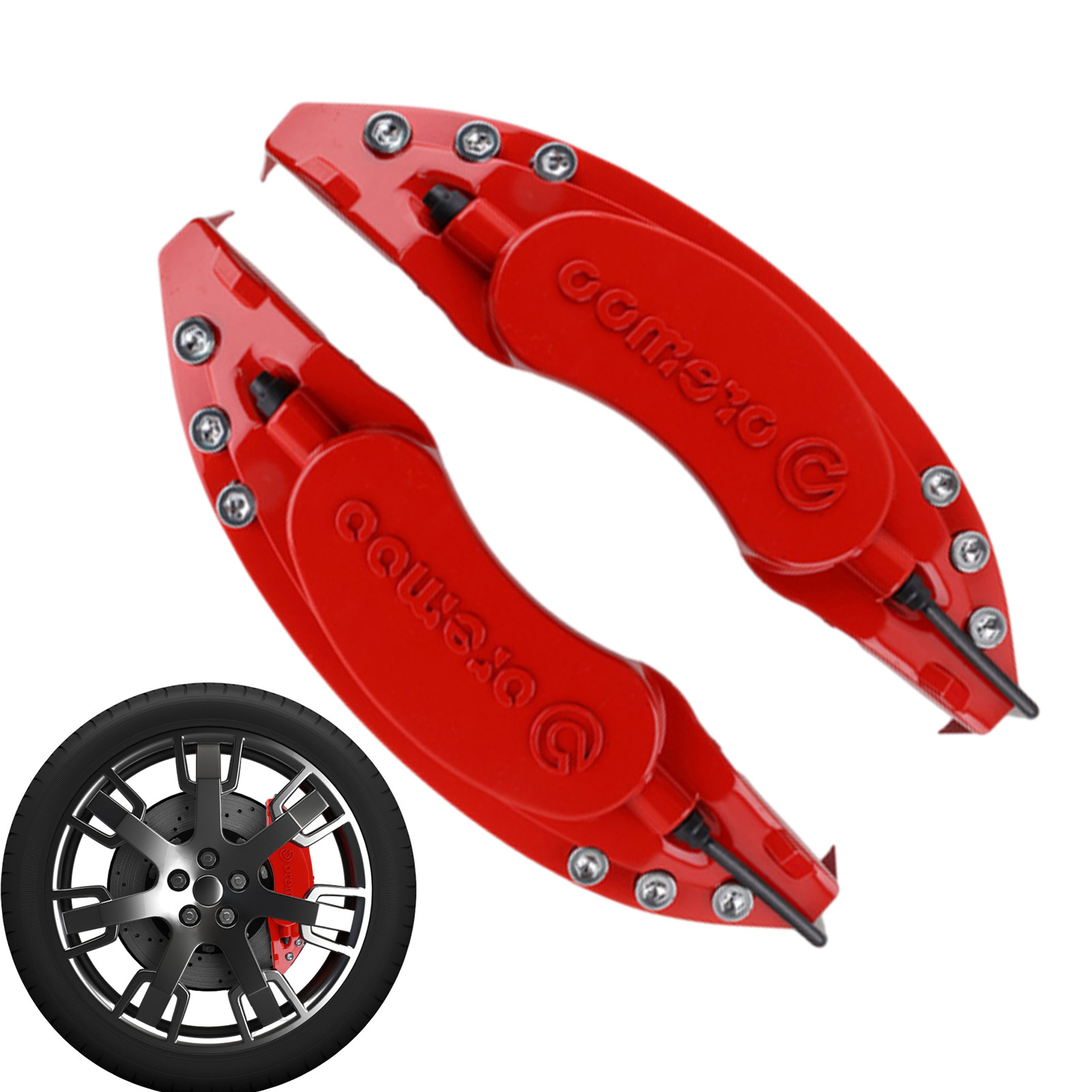 4 x 3D Red Car Auto Disc Brake Caliper Covers Front+Rear Wheels ...