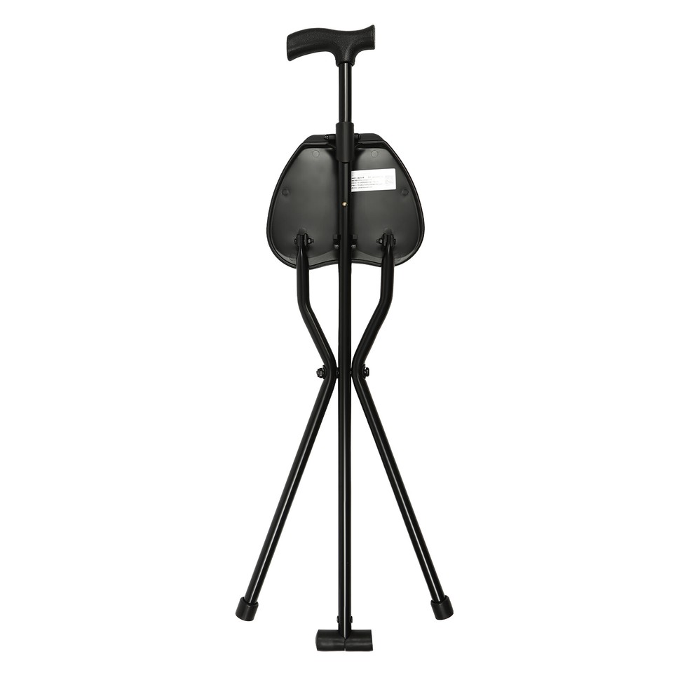 3 Legged Portable Folding Walking Stick with Seat Travel Hiking Cane ...