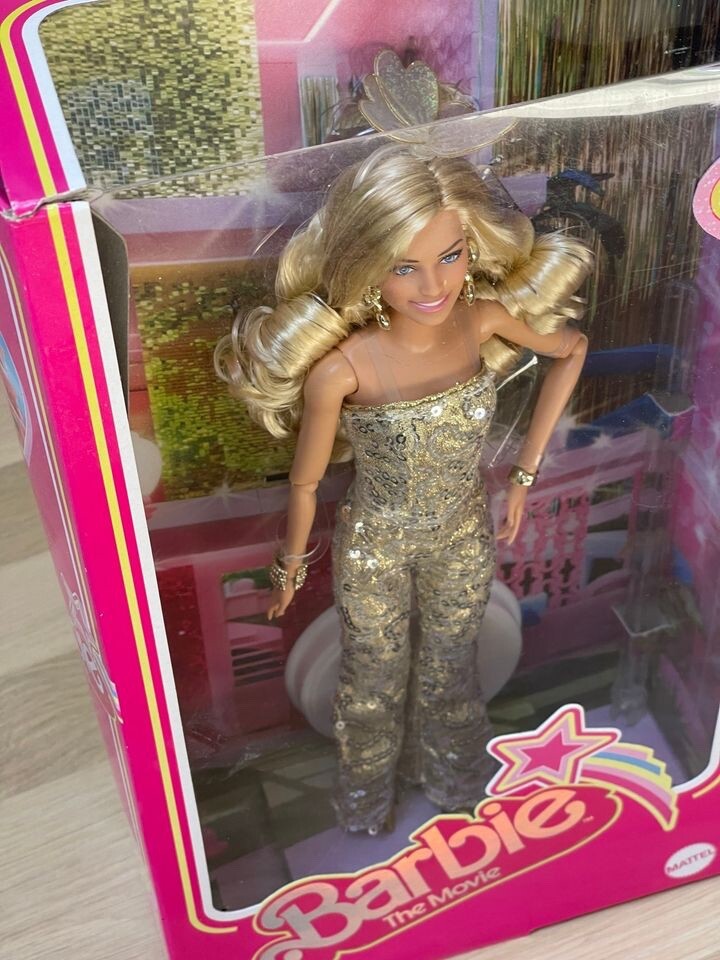 NEW Barbie Margot Robbie as in Gold Disco Jumpsuit The Movie ...
