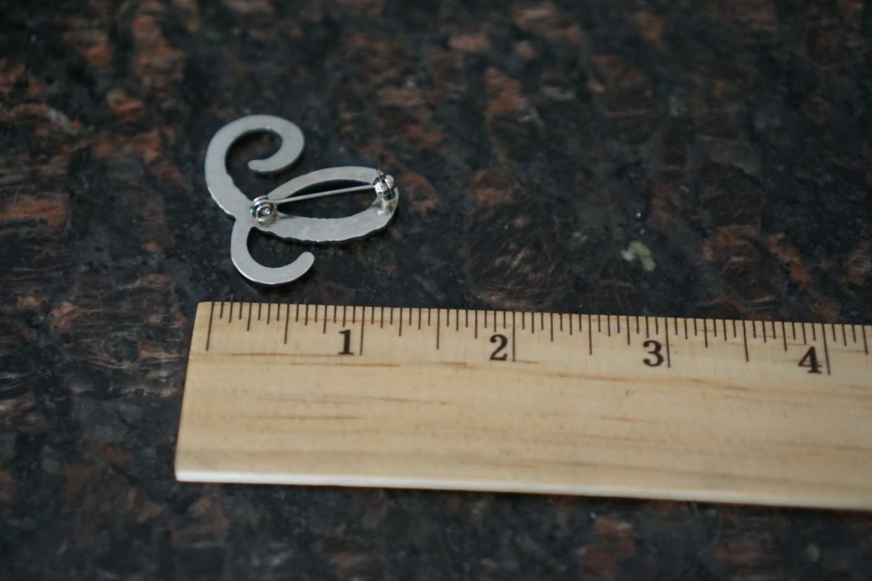 Vintage Silver Tone Metal Brooch - Squiggly Line Modernist Rhinestones ...