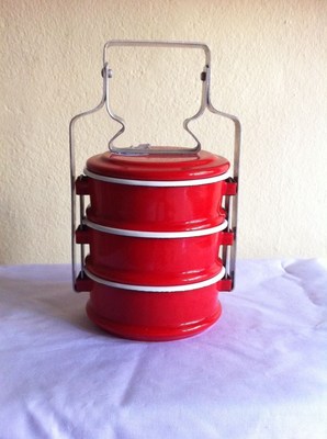 Pinto Food Carrier Box Storage Container Enamel Tiffle 3 Tier Lunch Box ...