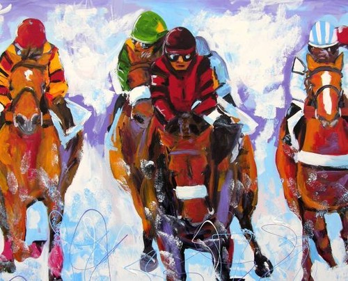 HORSE Race Original Art PAINTING DAN BYL Sports Modern Contemporary ...