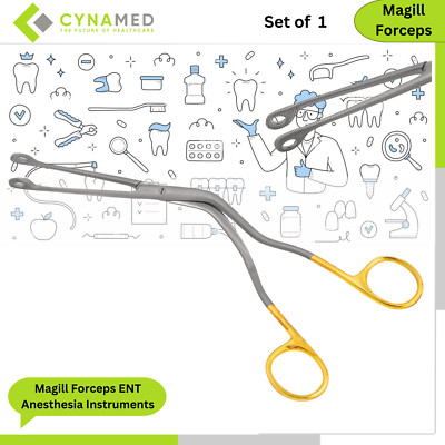 Cynamed Stainless Steel Gold Magill Forceps ENT Anesthesia Instruments ...