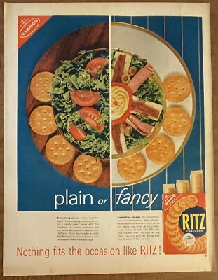 1960 Nabisco Ritz Crackers Plain Or Fancy Meat Tray Salad Vintage Print ...