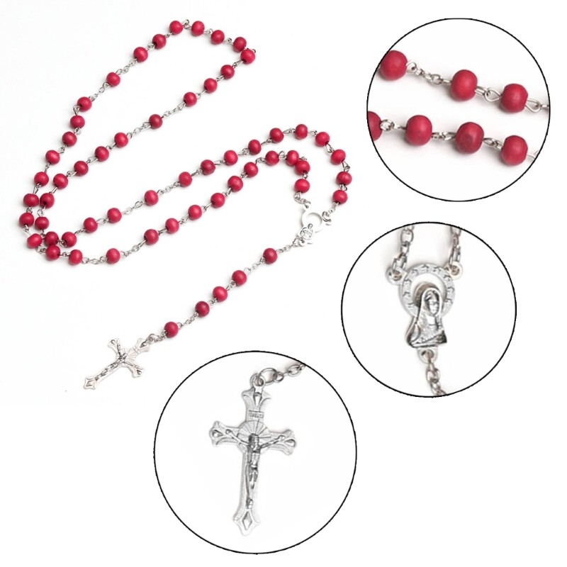Crossed Pendant Necklace Religious Rosary Jewelry Handmade Prayer ...