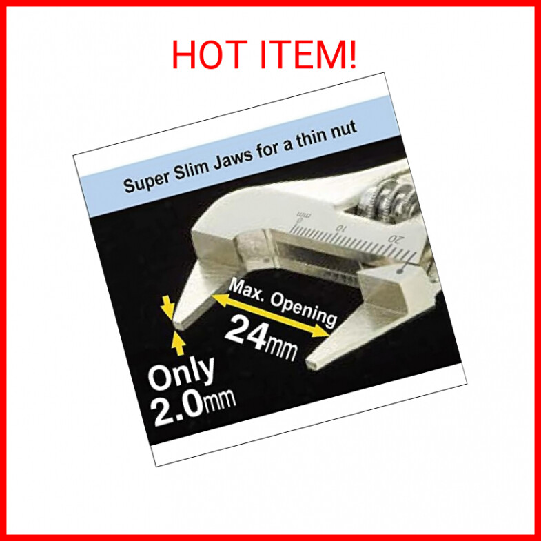 110mm Stubby Pocket Sized Adjustable Wrench Spanner with Ultra Slim 2mm ...